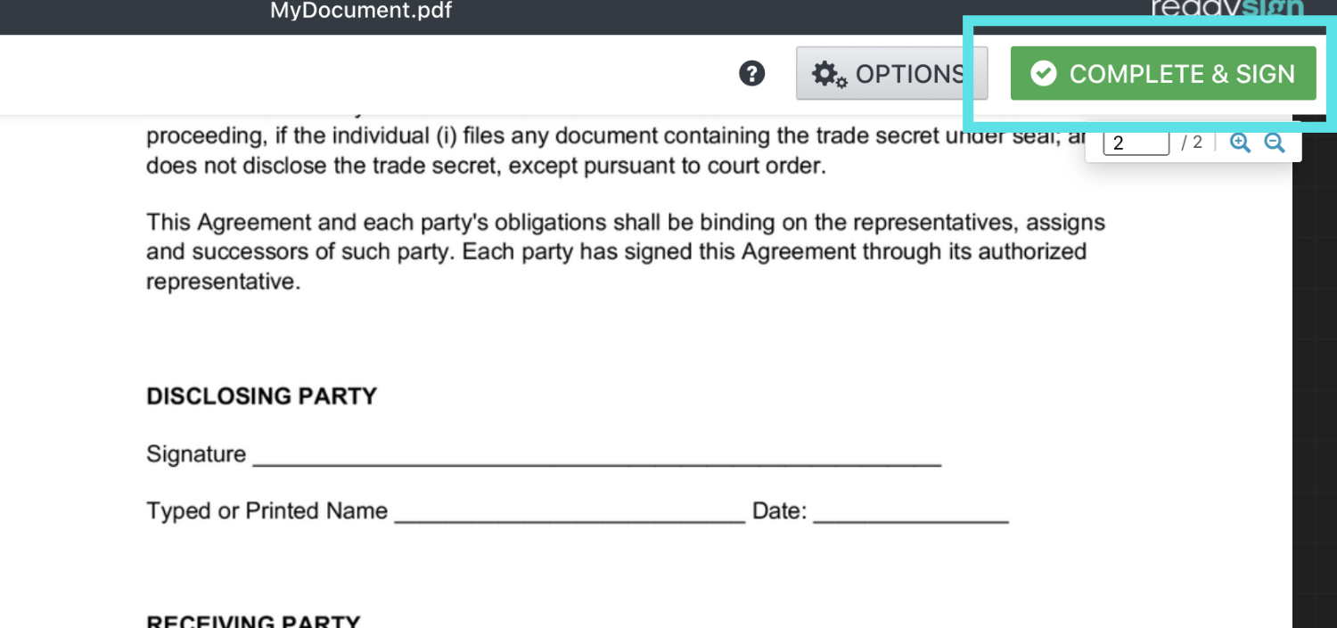 ReadySign Help Resources | Signing a Document