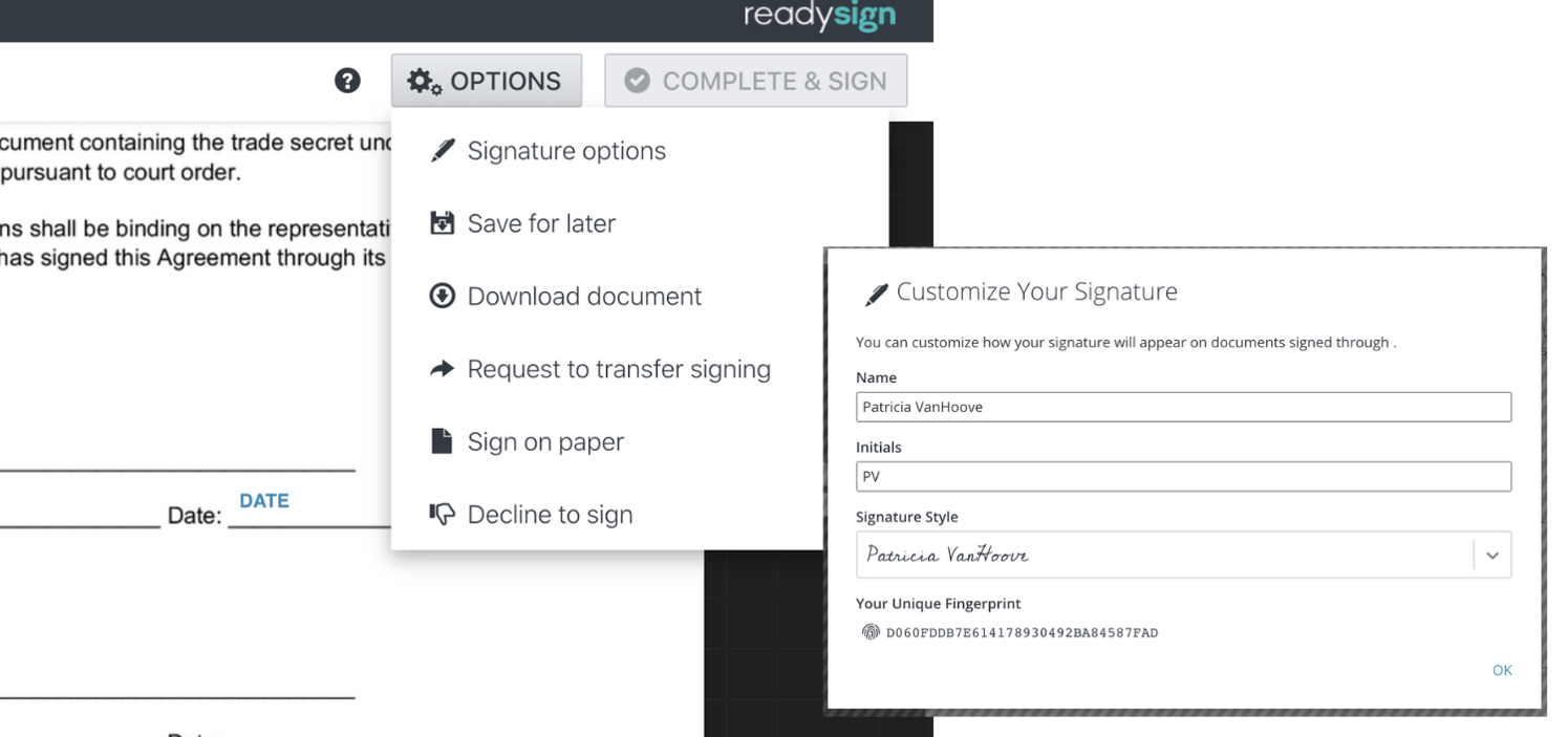 ReadySign Help Resources | Signing a Document